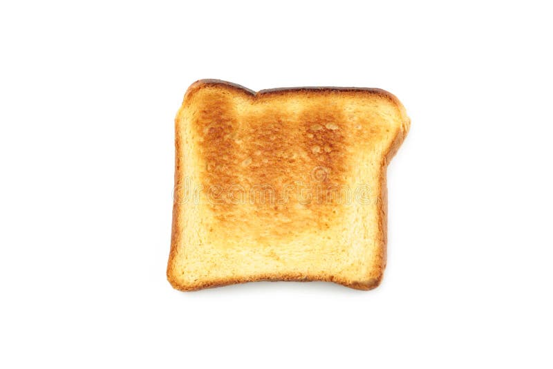 Single Toasted Toast Isolated on White Background. Top View Stock Image ...