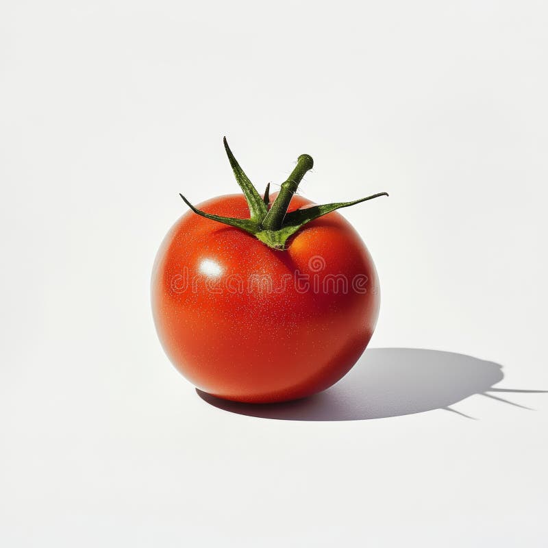 Single Tomato with Shadow on White Background Stock Illustration ...