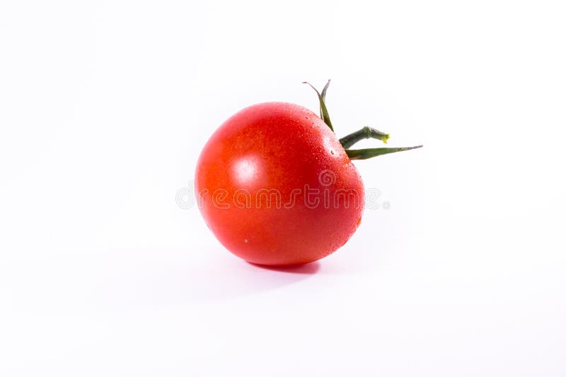 Single Tomato Vegetable Stem Cooking Fresh Ingredient Isolated W Stock ...
