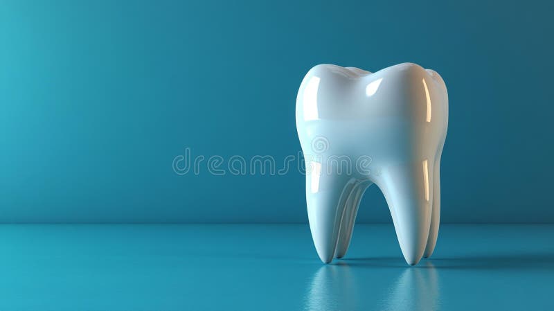Single Tooth Isolated on Blue Background - Generative AI Stock ...