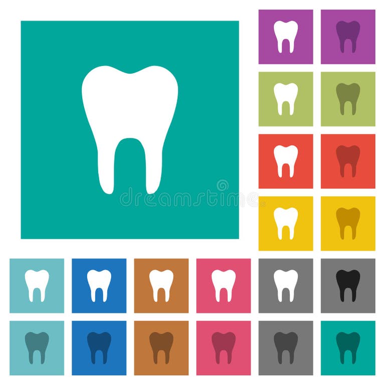 Single Tooth Square Flat Multi Colored Icons Stock Vector ...
