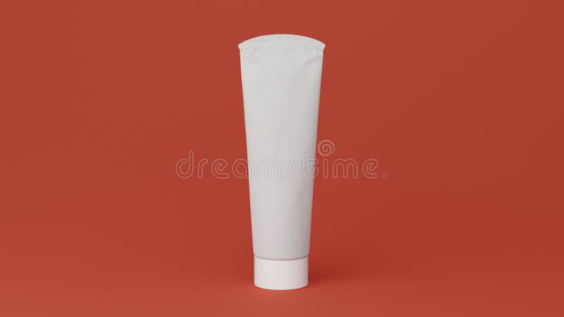Single Toothpaste Mockup on Red Background. 3D Rendering Stock ...