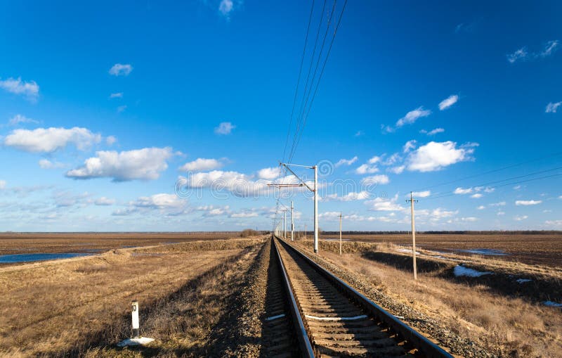 Single-track Electrified Railway Line in Ukraine Stock Photo - Image of ...