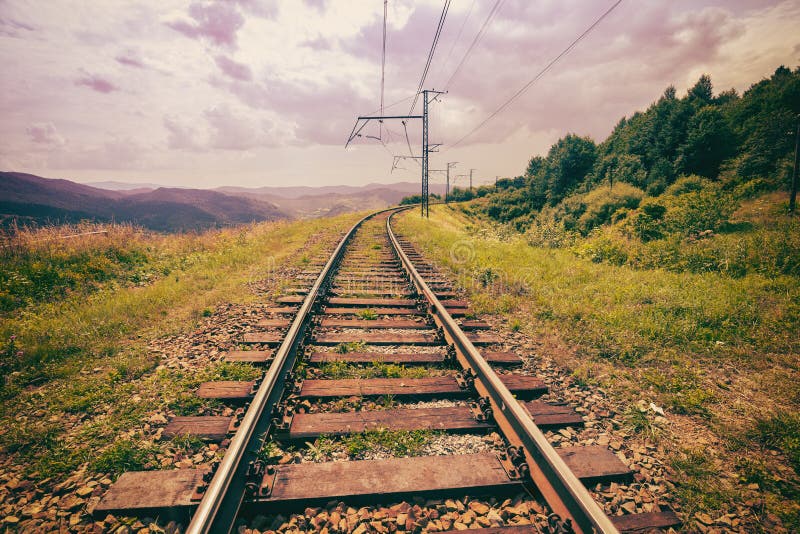 Single Track Railway in the Mountains Stock Photo - Image of hill ...