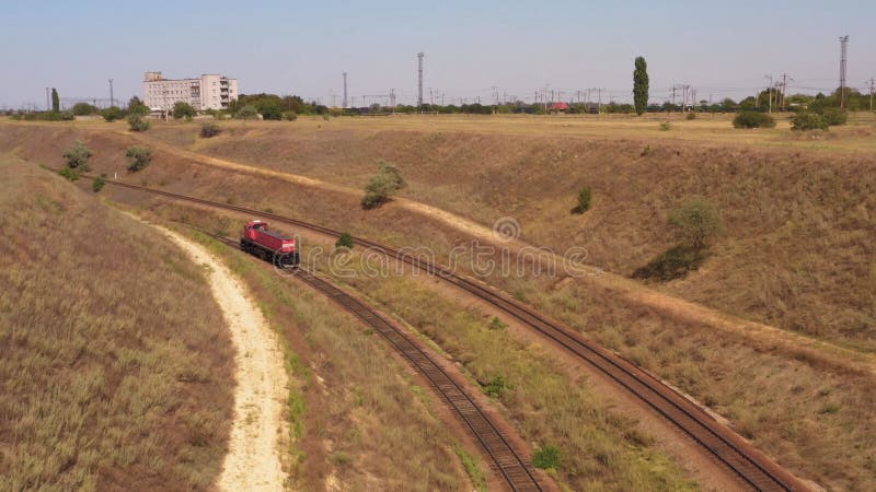 Single Train Locomotive Moving in the Desert. Stock Footage - Video of ...