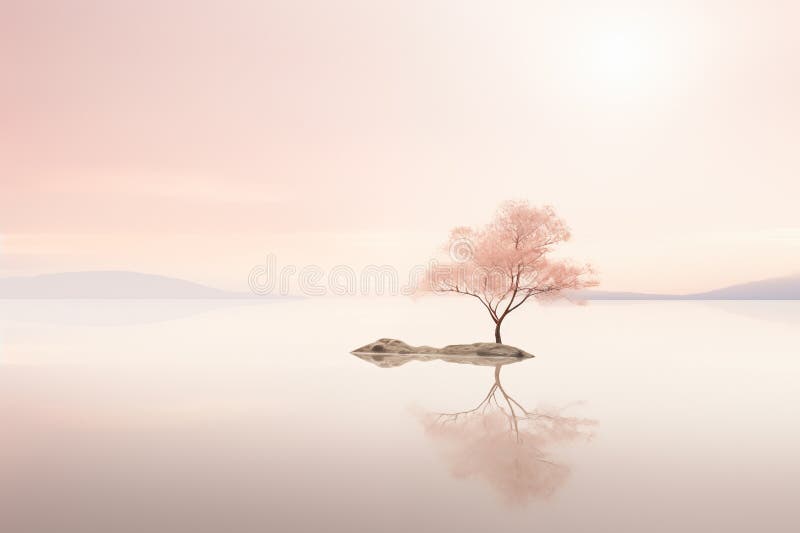 Single Tranquil Tree Plant Representing Serenity and Calmness ...