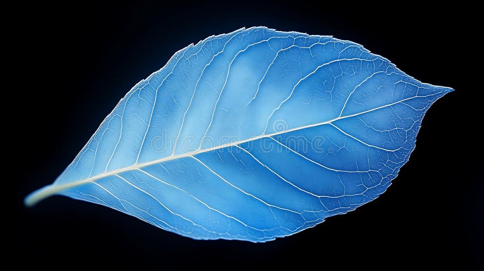 A Single Translucent Blue Leaf Vein Structure is Shown Stock ...