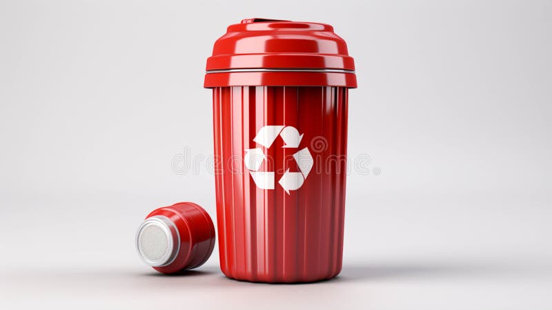 A Single Trash Can on White Stock Illustration - Illustration of icon ...