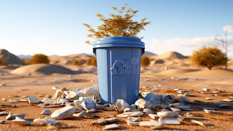 A Single Trash Can on White Stock Illustration - Illustration of ...
