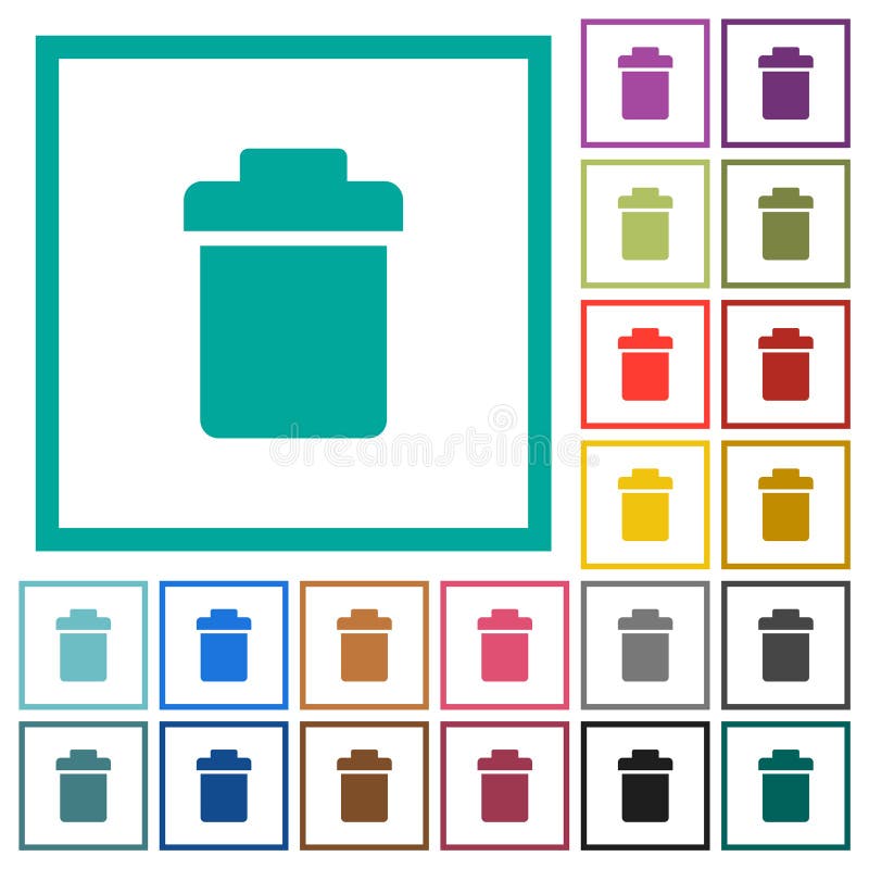 Single Trash Rounded Square Flat Icons Stock Vector - Illustration of ...