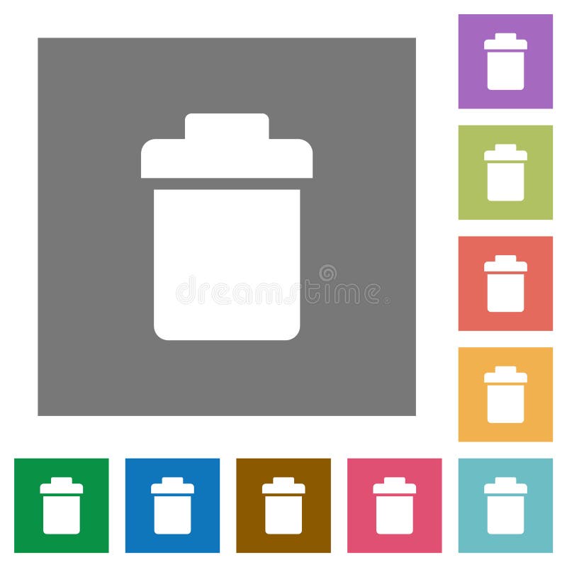 Single Trash Rounded Square Flat Icons Stock Vector - Illustration of ...