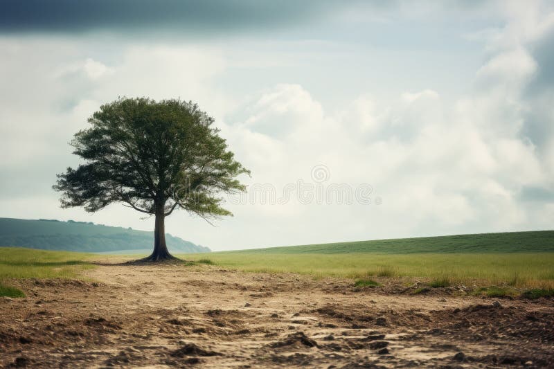 Single tree against sky stock illustration. Illustration of single ...