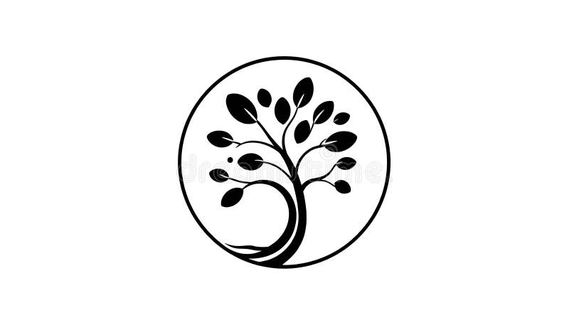 A Single Tree Design Inside of Circle Frame Illustration Stock ...