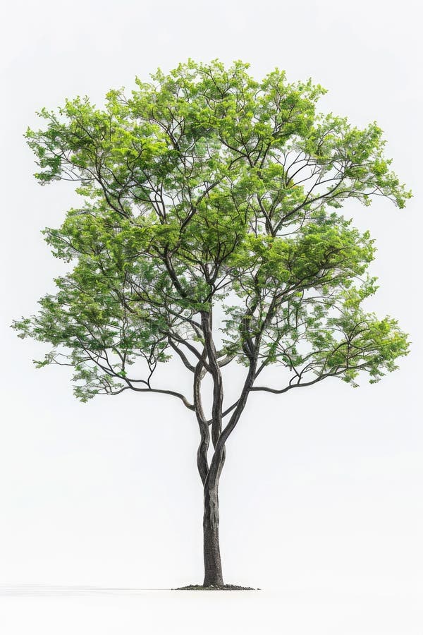 A Single Tree with Green Leaves Photographed Against a White Background ...