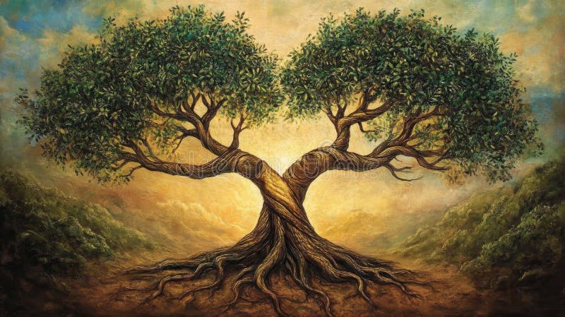 A Single Tree with Intertwined Branches Forming a Heart Shape Stock ...