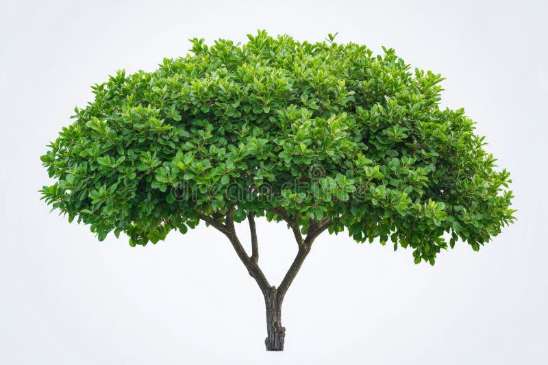 A Single Tree with Lush Green Leaves Against a Clean White Background ...