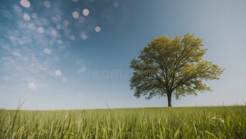 Single Tree in the Middle of Green Lawn Stock Illustration ...