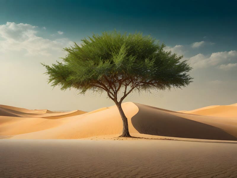 Single Tree Saved in the Desert Stock Photo - Image of plain ...