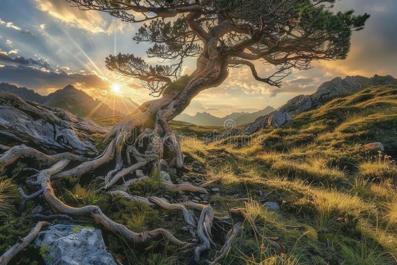 Single Tree Situated Lush Green Grass Stock Photos - Free & Royalty ...