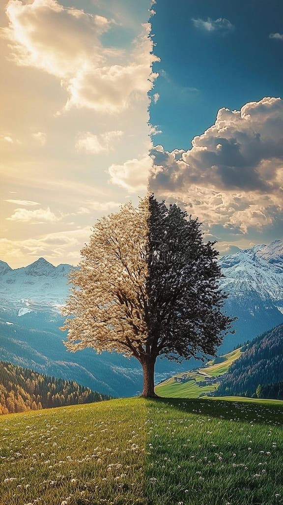 A Striking Depiction of Seasonal Change with a Single Tree Standing ...