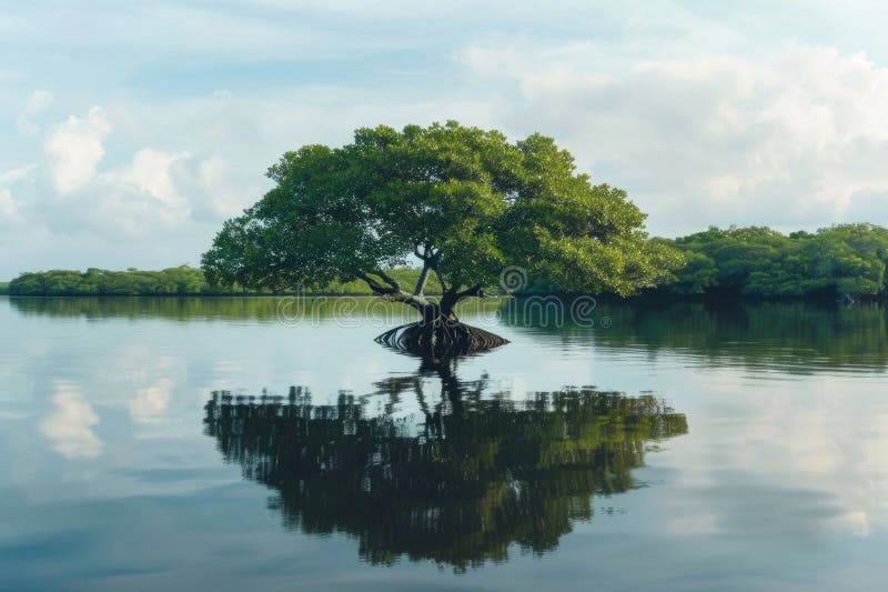 A Single Tree Standing in the Middle of a Body of Water. Perfect for ...