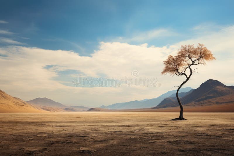 A Single Tree Standing Tall on the Volcanic Ash Landscape Stock Image ...
