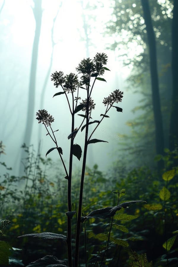 A Single Tree Stands Tall in a Dense Forest Setting Stock Image - Image ...