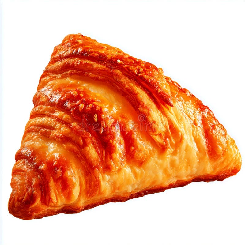 A Single Triangular Flaky Pastry on a Plain Background Stock ...