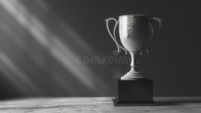 Single Trophy on a Dark Background with Light Beams. Stock Image ...