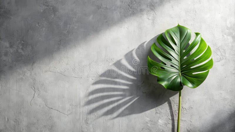 Single Tropical Leaf Against a Textured Gray Backdrop with Shadow ...