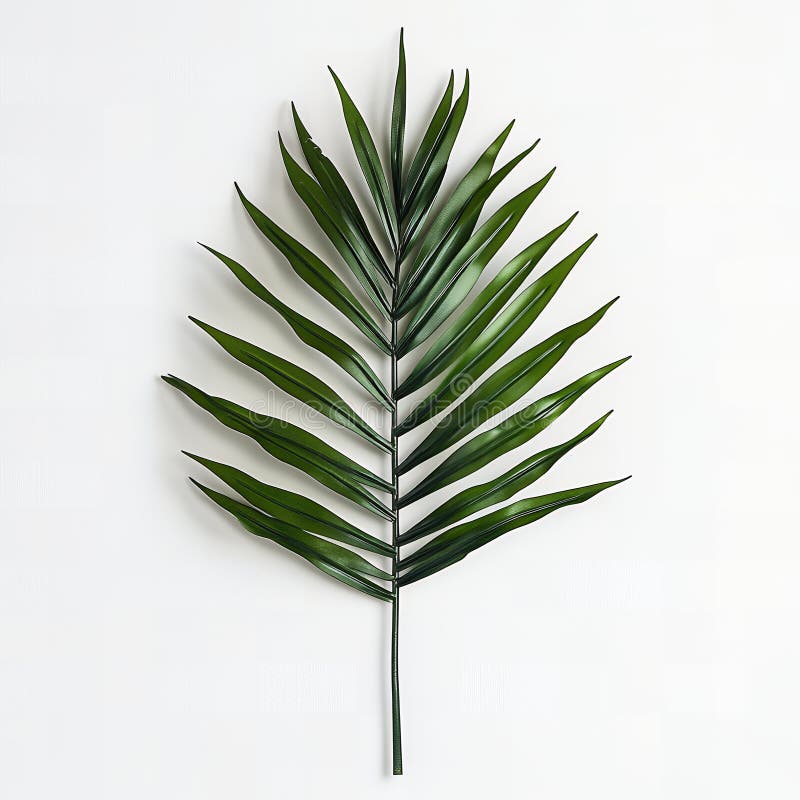 Single Tropical Palm Leaf on White Background Lush Green Foliage for ...