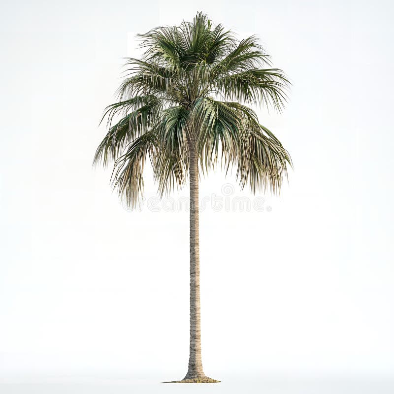 Single Tropical Palm Tree Isolated on White Background Botanical ...