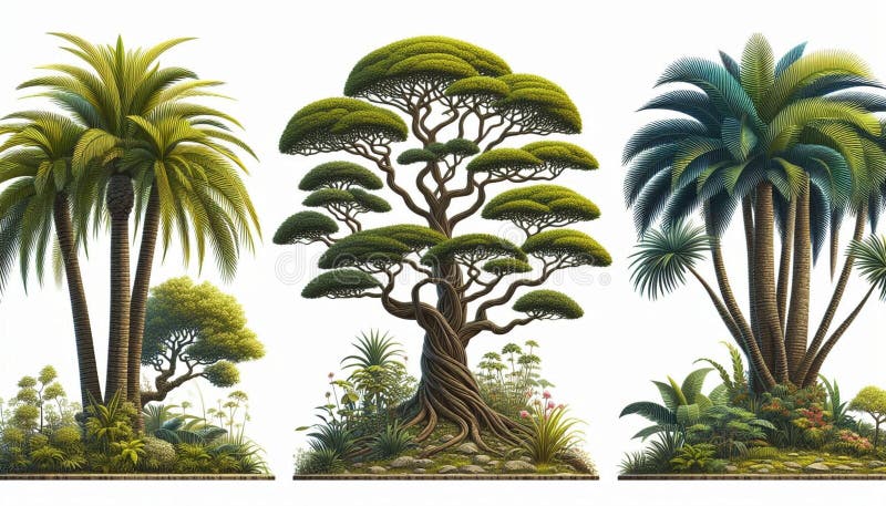 Single Tropical Tree Species Isolated on White Background, Perfect for ...