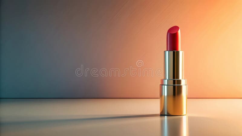 A Single Tube of Elegant Red Lipstick with a Gold Casing Rests on a ...