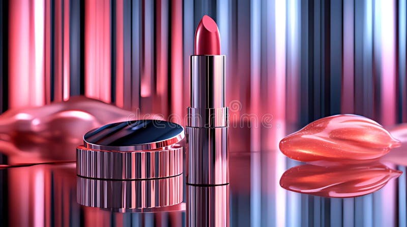 A Single Tube of Lipstick with Its Cap and a Pink Blob in Front of it ...