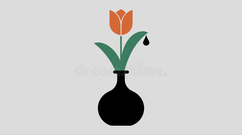 Single Tulip in a Black Vase with Essential Oil Drop on Petal. Stock ...