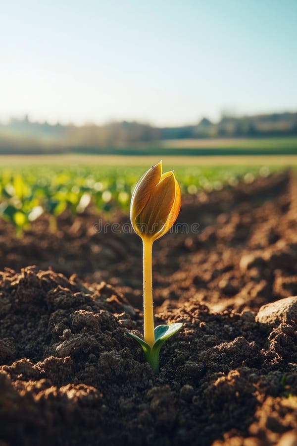 Single Tulip in Field stock image. Image of plant, sunshine - 378590419