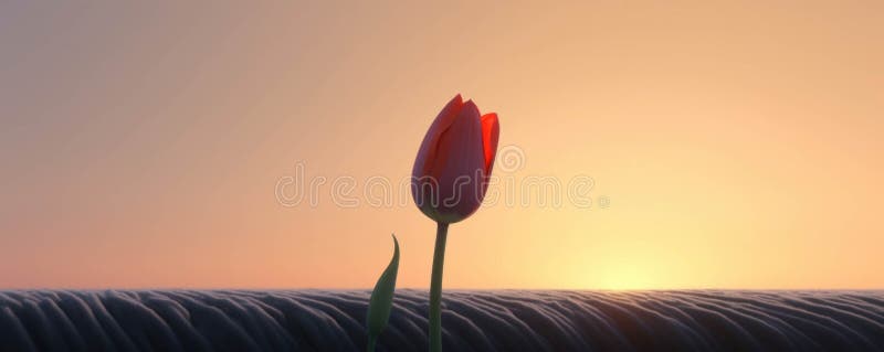 A Single Tulip Standing Tall Against a Piercing Dawn. Stock ...