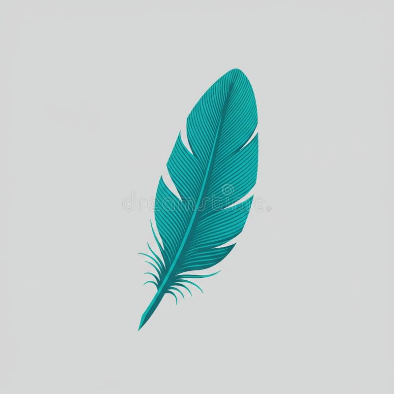A Single Turquoise Feather with Intricate Detailing is Depicted Against ...