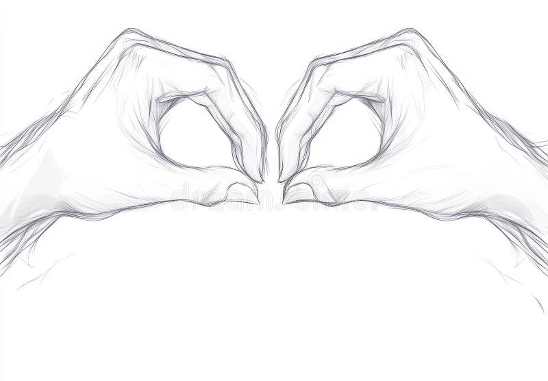 A Single, Unbroken Line Drawing Depicting Hands in the Shape of a Heart ...