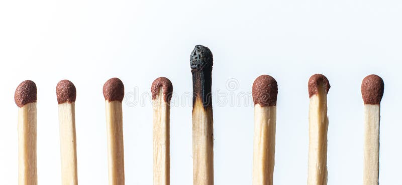 Single Unique Wooden Match among the Other Regular Ones, the Teamwork ...