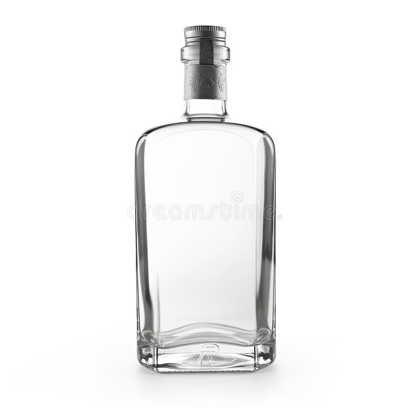 A Clear Glass Spirits Bottle Isolated on a White Background Stock Image ...