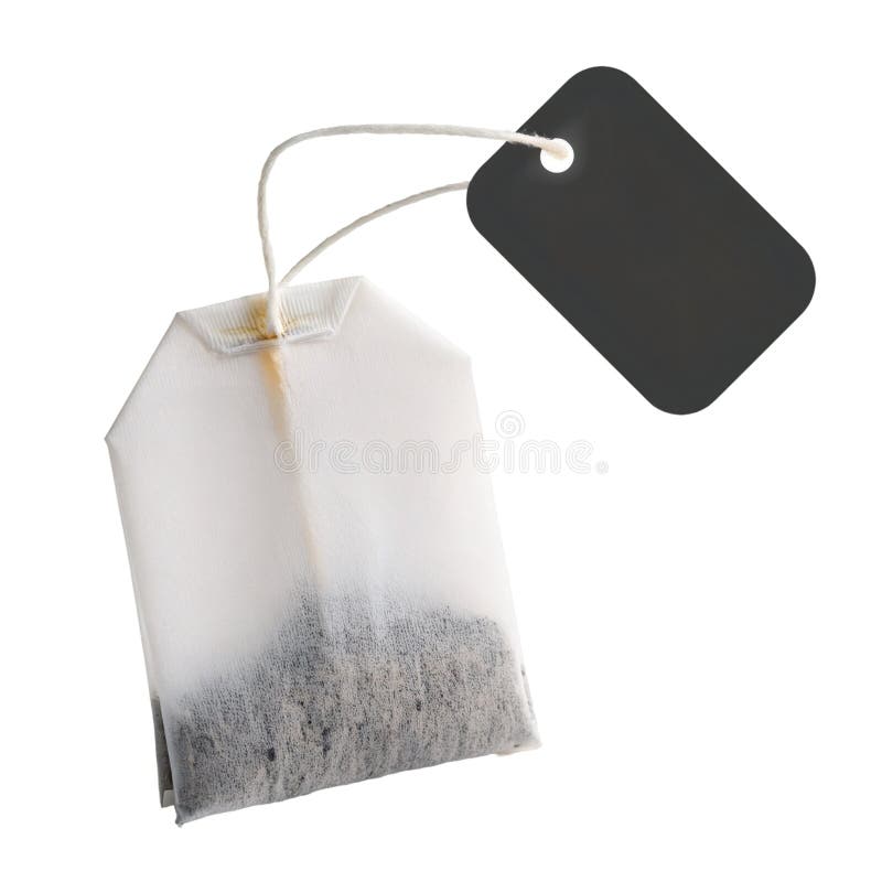 Single Unused Tea Bag Blank Black Label Transparent Background Stock ...