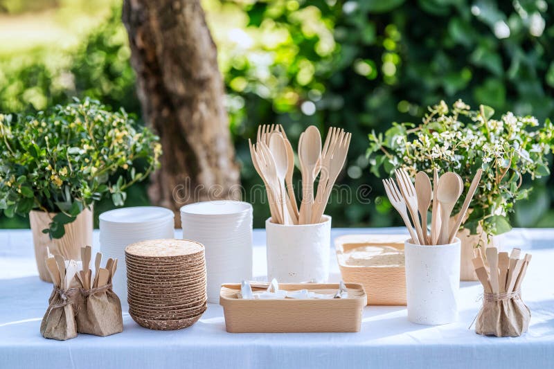 Single Use Biodegradable Utensils Arranged for a Zero Waste Event ...