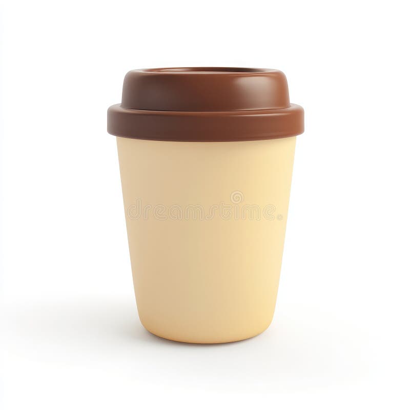 Beige Disposable Coffee Cup with Brown Lid, Mockup Stock Illustration ...