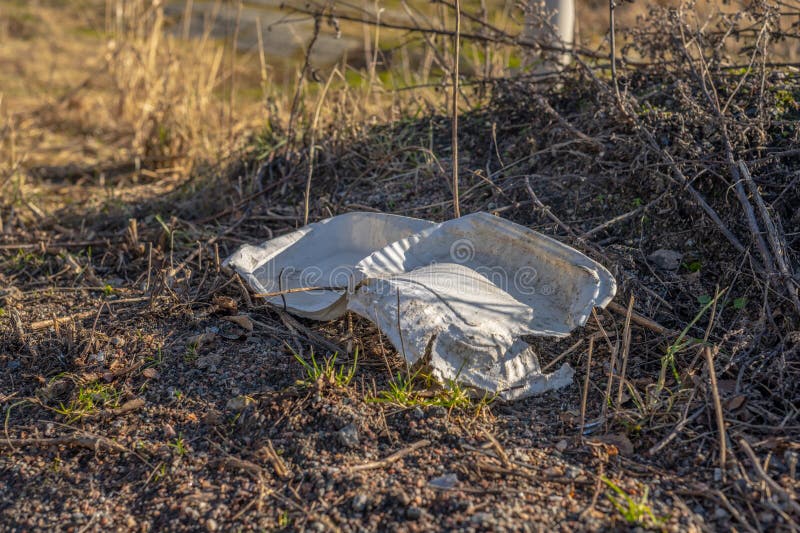 Single Use Fast Foot Packaging Resting in a Ditch.. Stock Photo - Image ...