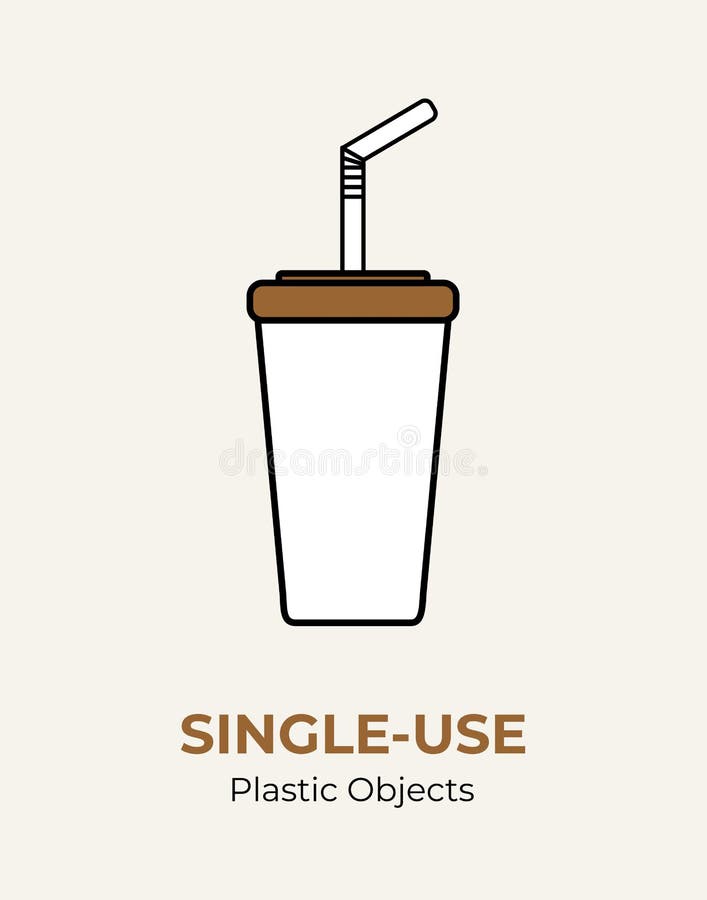 Single-use Paper Cup with Plastic Lid and Straw. Vector Illustration of ...