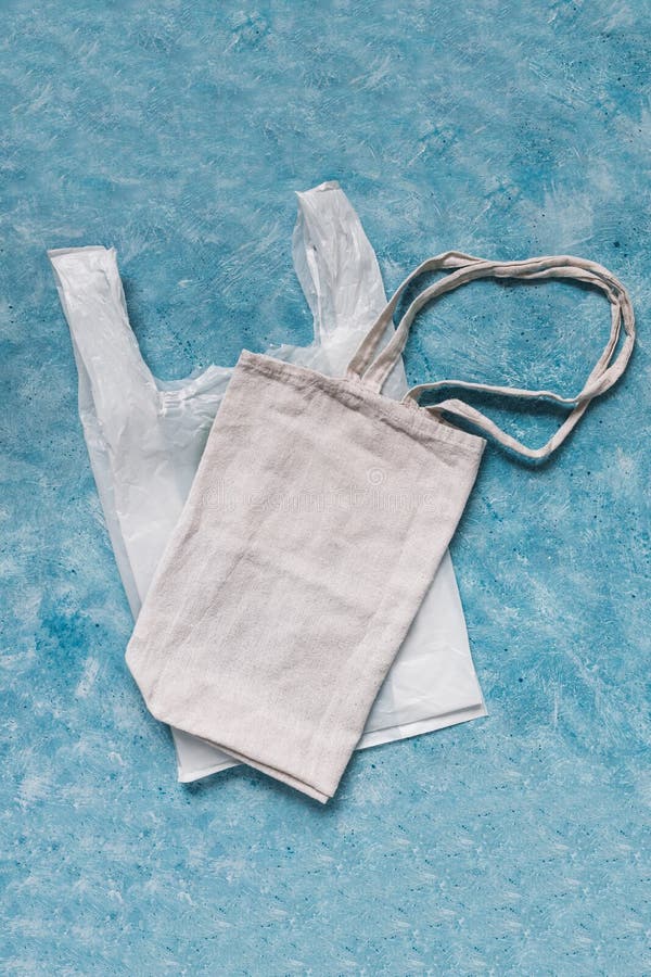 Single Use Plastic Bag Next To Reusable Canvas One, Plastic Pollution ...