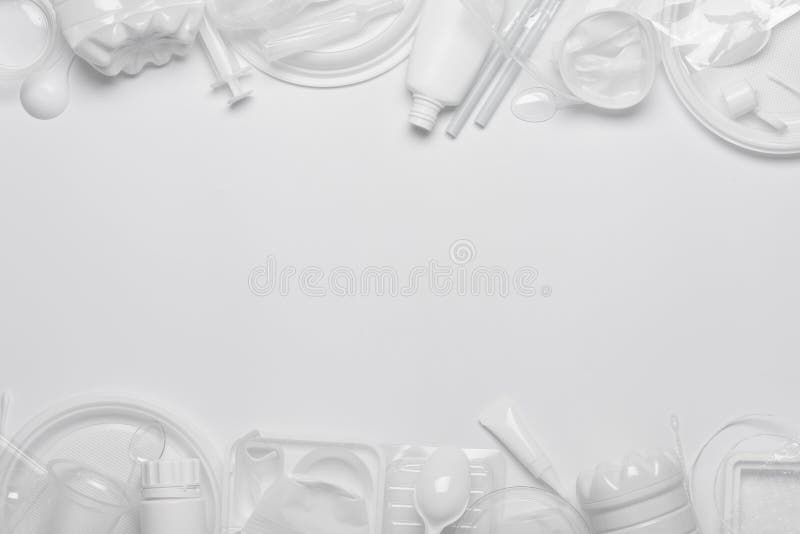 Single-use Plastic Objects, Ecological Pollution. Plastic Waste Stock ...