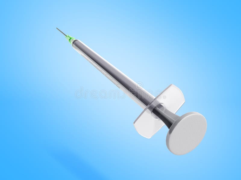 Single Use Syringe 3d Render Isolated on Blue Stock Illustration ...